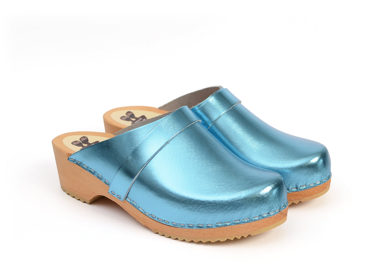 Metallic Leather - Blue – Les sabots de Marie